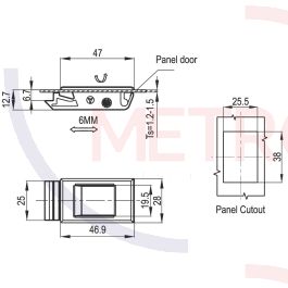 1251 Snap-In Slide Latch Black ABS Plastic
