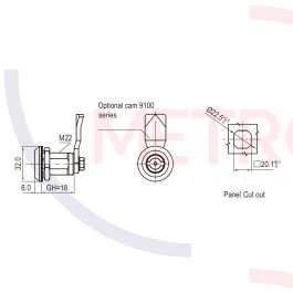 Quarter Turn Tri Lock 8mm Triangle Cylinder with 18mm Grip Height ...