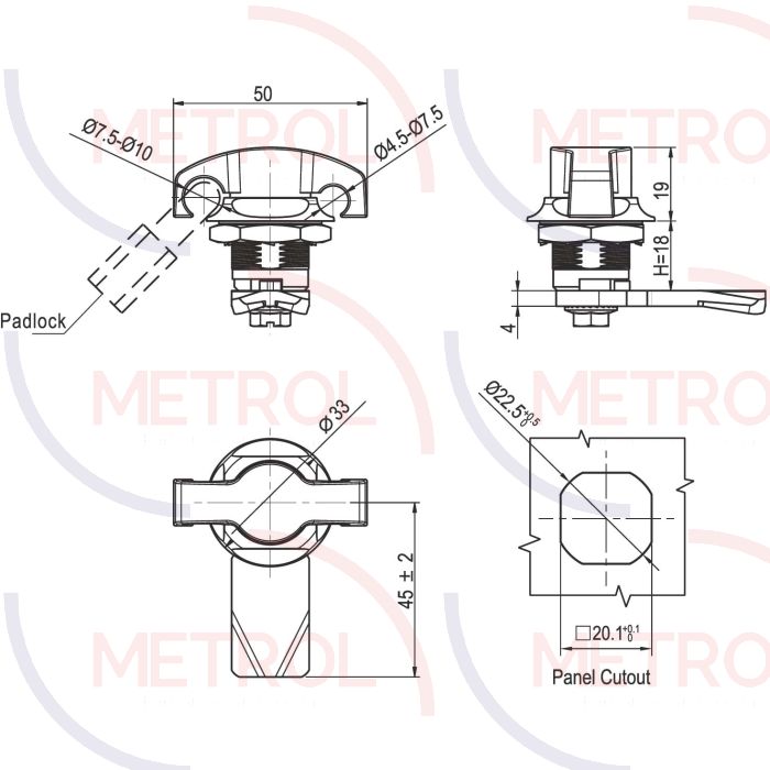 Stainless Steel 316 Padlockable Quarter Turn Lock | Metrol Motion Control